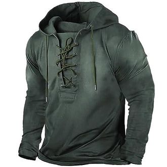 Generic Sweats &agrave; capuche pour homme, chandail &agrave; capuche avec cordon de serrage, pull de sport l&eacute;ger, sweat &agrave; capuche &agrave; manches longues &agrave; lacets r&eacute;tro, v&ecirc;temen