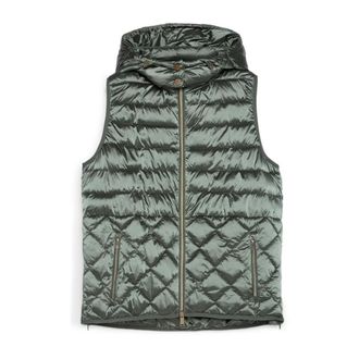 Fiorella Rubino Femme, Vestes, Vert, Taille: 38 FR Veste sans Manches &agrave; Capuche et Rembourrage