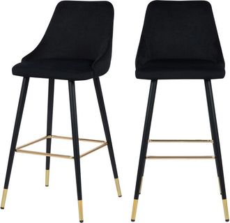 Rendez-Vous Déco Rendez-vous Déco - Lot de 2 chaises de bar 77.5 cm en velours noir - aristote