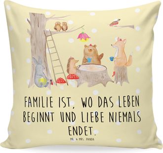 Mr. & Mrs. Panda Zierkissen Waldtiere Picknick - Geschenk, Tiermotive, Sofakissen, Maus, Igel, Eichh&ouml;rnchen, Kissenh&uuml;lle 40x40, sitzkissen, Gute