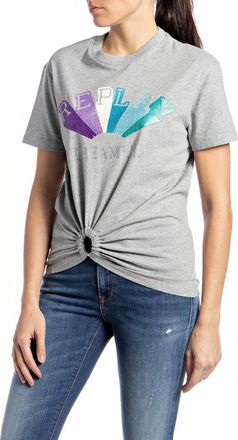 Replay Damen W3691 T-Shirt, M08 Grey Melange, XL