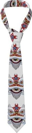 Generic Cravate, T&ecirc;te de lion de danse asiatique, officielle Cravate Homme, Impression Cravates en soie pour daffaires, Accessoire Chemise, r&eacute;union