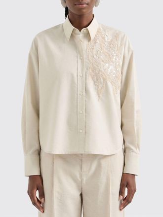 Brunello Cucinelli Chemise en m&eacute;lange de coton &agrave; paillettes