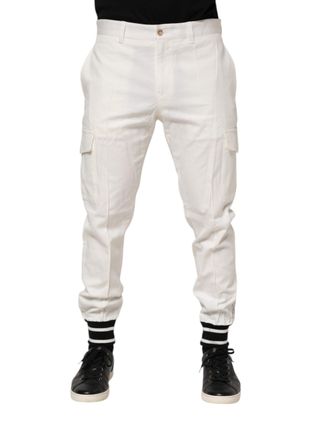 Dolce & Gabbana White Cotton Jogger Cargo Skinny Men Pants Spandex