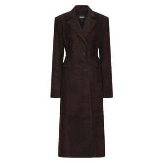 Rotate Doppelreihiger Wildleder-Mantel - - Coats - Damen - Braun - M