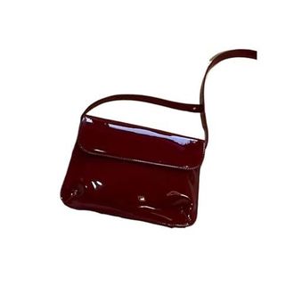 Generic Sac Femme Bandouli&egrave;Re Cuir verni rouge brillant petit sac femmes &eacute;paule sous les bras sacs Vintage f&ecirc;te bandouli&egrave;re(Black)