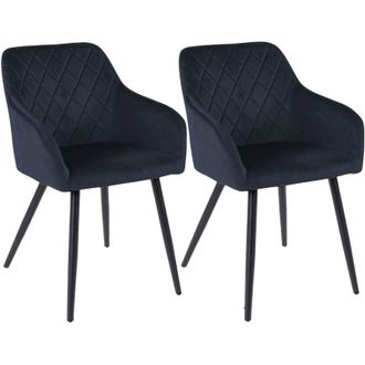 M&S Collection Lot de 2 chaises 59x56x82 cm en velours bleu marine - VELVET