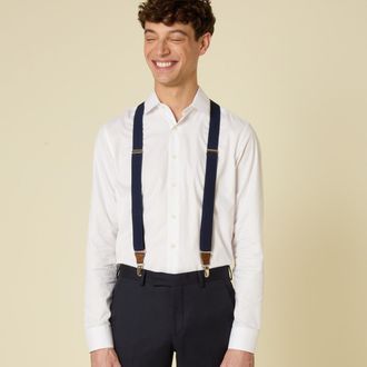 Bexley Bretelles - Cravate homme marine et ch&acirc;taigne