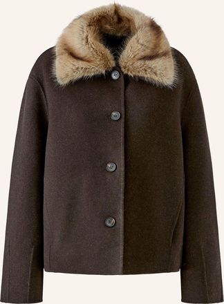 Oui Jacke Mit Abnehmbarem Kunstfell-Kragen braun