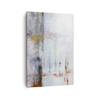 Arttor Bilder auf Leinwand 70x100cm Leinwandbild mit Rahmen Abstraktion wei&szlig; verschwommen Gro&szlig; Wanddeko Bild Schlafzimmer K&uuml;che Deko Wandbilder Dekoration Wo