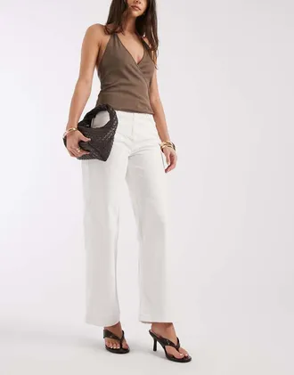 4th & Reckless Gerade geschnittene Jeans in Creme-Wei&szlig;