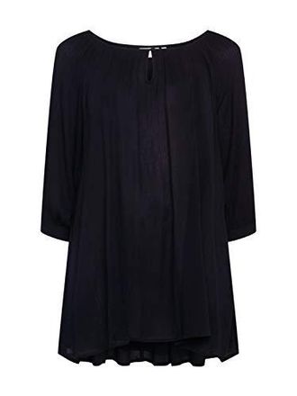 Kaffe Curve Femme Kaffe Curve Womens Plus Size Tunic 3/4 Sleeves A-shape Blouse, Black Deep, 52 Grande taille EU