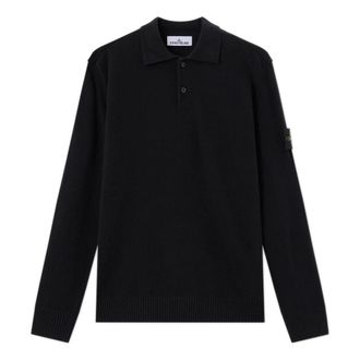 Stone Island Woll-Poloshirt - - Knitwear - Herren - Schwarzk - 2XL