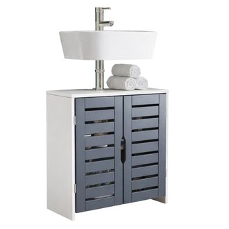 VCM Waschbeckenunterschrank, Holz Badschrank mit 2 Dreht&uuml;ren, 60 x 60 x 29 cm, Badunterschrank Flonali