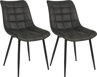 Woltu Lot de 2 Chaises de salle à manger Woltu siège en tissu scientifique, Chaises de cusine, pieds en métal, Noir