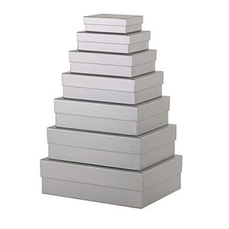 R&ouml;ssler Selection Papier 13411453800 - Boxline Geschenkbox mit Deckel, 7er Set Geschenkschachteln, Silber, Kartonagen rechteckig
