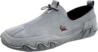 Generic Chaussures de conduite en cuir pour homme Chukka - Chaussures de sport confortables &agrave; enfiler pour les loisirs et la randonn&eacute;e, gris, 38 2/3 EU