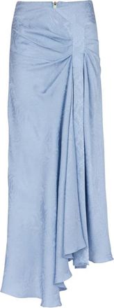 Balmain Femme, Jupes, Bleu, Taille: 34 FR Jupe en soie drap&eacute;e jacquard peau de serpent