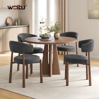 Woltu Woltu Set Di 4 Sedie Da Pranzo Sedie Da Cucina Sedie Sala Da Pranzo Moderne Rivestimento In Ciniglia, Gambe In Metallo Effetto Legno Sedie Da Salotto 