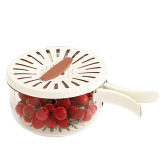 Generico Fruit Washer Bowl f&uuml;r K&uuml;che - 2-in-1 Gem&uuml;sewascher, doppelschichtige Obstschale mit Deckel, Waschsch&uuml;sseln mit klappbarem Griff, tragbarer Farbbeh&auml;lte