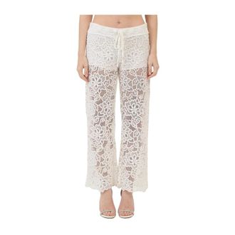 Ermanno Scervino Spitzenhose mit weichem Bund und Kordelzug - - Trousers - Damen - Wei&szlig; - XS