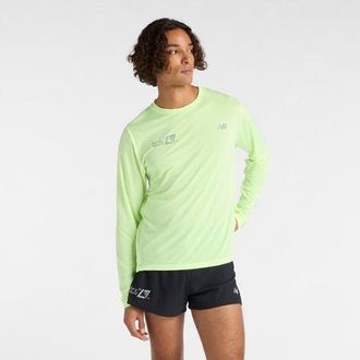 New Balance Homme London Edition RC Essential Long Sleeve en Vert, Polyester, Taille L