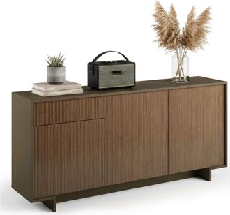 Dmora Sideboard Agrifoglio, Wohnzimmer-Sideboard, Wohnzimmer-Buffet mit 3 T&uuml;ren und 1 Schublade, 100% Made in Italy, 170 x 42 x 78 cm, Braun und Walnuss