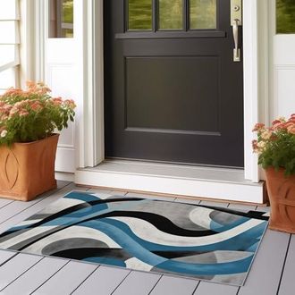 Generic Tapis Couloir Long Courbes Modernes abstraites Tapis Cuisine Devant Evier Antid&eacute;rapant Absorbant Tapis Int&eacute;rieur Entr&eacute;e Long 80x200 cm de Passage Mode