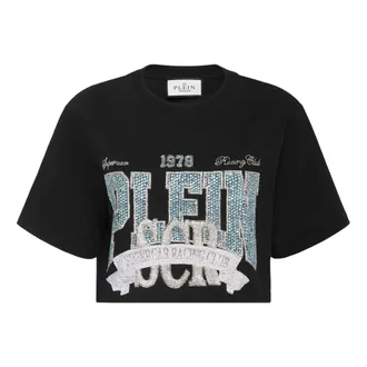 Philipp Plein Femme, Tops, Noir, Taille: 38 FR T-shirt Col Rond MC Court Imprim&eacute; Vintage
