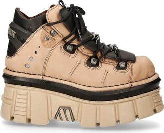 New Rock Bottines Gothiques &agrave; Plateforme en Cuir Beige M-106-S40