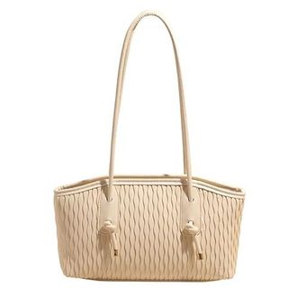 Generic Sac fourre-tout tendance en cuir synth&eacute;tique pliss&eacute; sous les bras avec sangle r&eacute;glable pour femme, travail, shopping, voyage, quotidien, beige, 11.42*