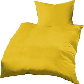 Gerald Wittmann Bettw&auml;sche 140x200 cm + 70x90 cm, Baumwolle Waffel-Piqu&eacute;, Uni Gelb