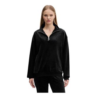 Juicy Couture SweaT-shirt oversize z zamkiem 1/4 Classic Velour - Femme - Sweatshirts et sweats &agrave; capuche - Noir - Taille: 36 FR