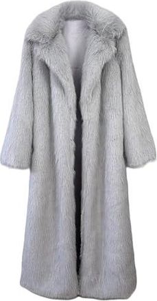 Generic Cardigan Maxi en Fausse Fourrure hirsute pour Femmes, Manteaux Longs Parka mi-v&ecirc;tements Moelleux (Gris,M)