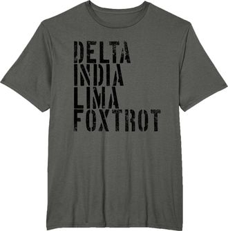 The Salty Veteran Delta India Lima Foxtrot Phonetic Hot Dad Herren DILF T-Shirt