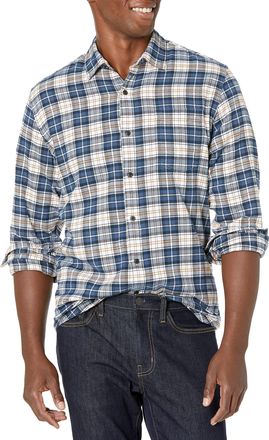 Amazon Essentials Herren Langarmhemd aus Flanell (in Übergröße erhältlich), Mehrfarbig Check Plaid, XXL