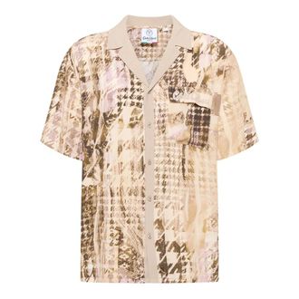 Carlo Colucci Hemd mit Hahnentrittmuster- kurze &Auml;rmel - - Shirts - Herren - Beige - XL
