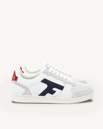 Faguo Baskets cuir blanc et bleu marine
