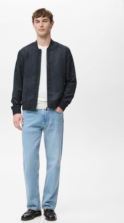 Mango Veste bomber effet daim bleu marine - Homme - XL - MANGO MAN