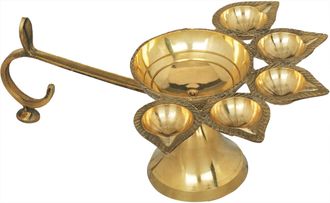 Exotic India Five Wicks Arti Messingstatue
