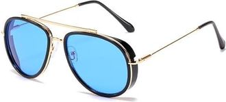 Generic Lunettes De Soleil Rondes À Monture Métallique For Hommes Lunettes De Soleil For Femmes For La Photographie Et Les Vacances(Blue)