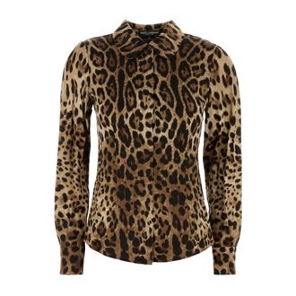 Dolce & Gabbana Bedrucktes Satin-Hemd f&uuml;r Herren - - Blouses & Shirts - Damen - Braun - 2XS