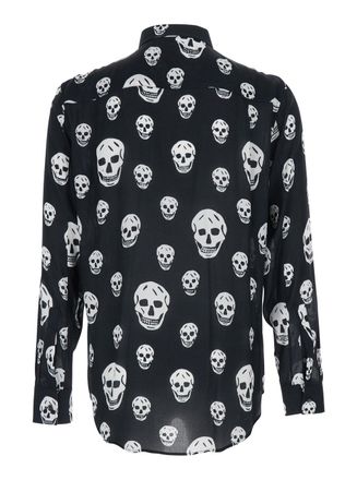 Alexander McQueen Mens Shirt With Pointed Collar - Black Viscose