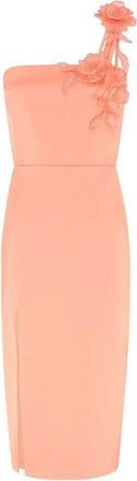 DAVID KOMA David Koma, Femme, Robes, Rose, Taille: 38 FR Robe midi asym&eacute;trique en satin rose et dentelle