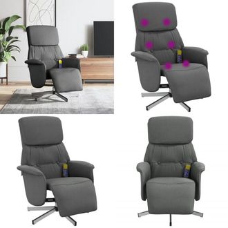 vidaXL Massagesessel mit Fußteil Dunkelgrau Stoff - Massage Stuhl - Relaxstuhl - Entspannungsstuhl - Esszimmerstuhl - Wohnzimmersessel - Home & Living