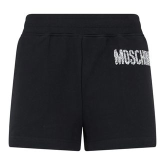 Moschino Elegante schwarze Shorts mit wei&szlig;em Logo - - Shorts - Damen - Schwarzk - M