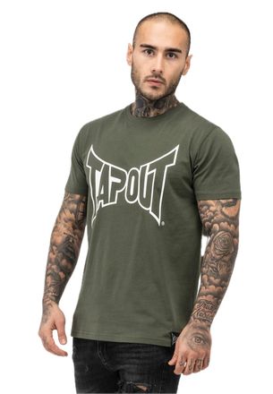 Tapout Herren T-Shirt Lifestyle Basic Tee Normale Passform, Olive/Ecru, XXL
