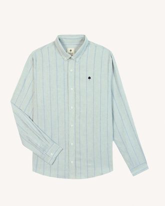 Faguo Chemise en lin ray&eacute;e lichen et bleu - IVOY