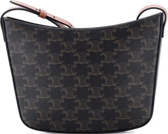 Celine Croque Triomphe Coated Canvas Medium hobo bag - Braun