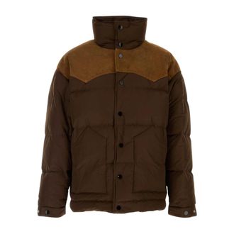 Ami Daunenjacke mit Leder-Eins&auml;tzen - - Jackets - Herren - Braun - L